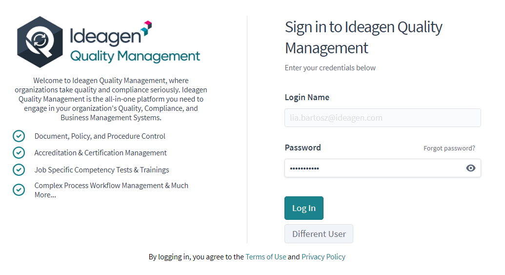 Logging into Quality Management (Essentials) – Quality Management (Essentials)