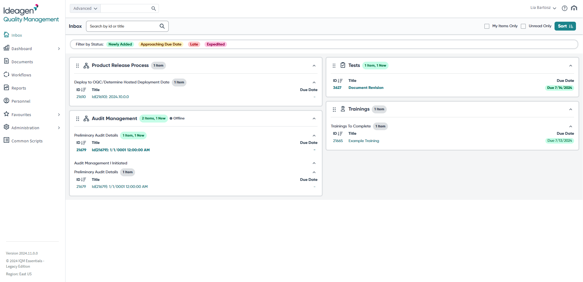 Using the Inbox – Quality Management (Essentials)